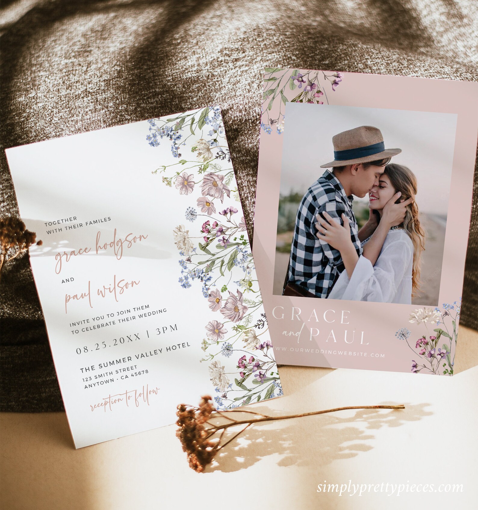 Wildflower Wedding Invite, Spring Floral Wedding Invitation, Garden ...
