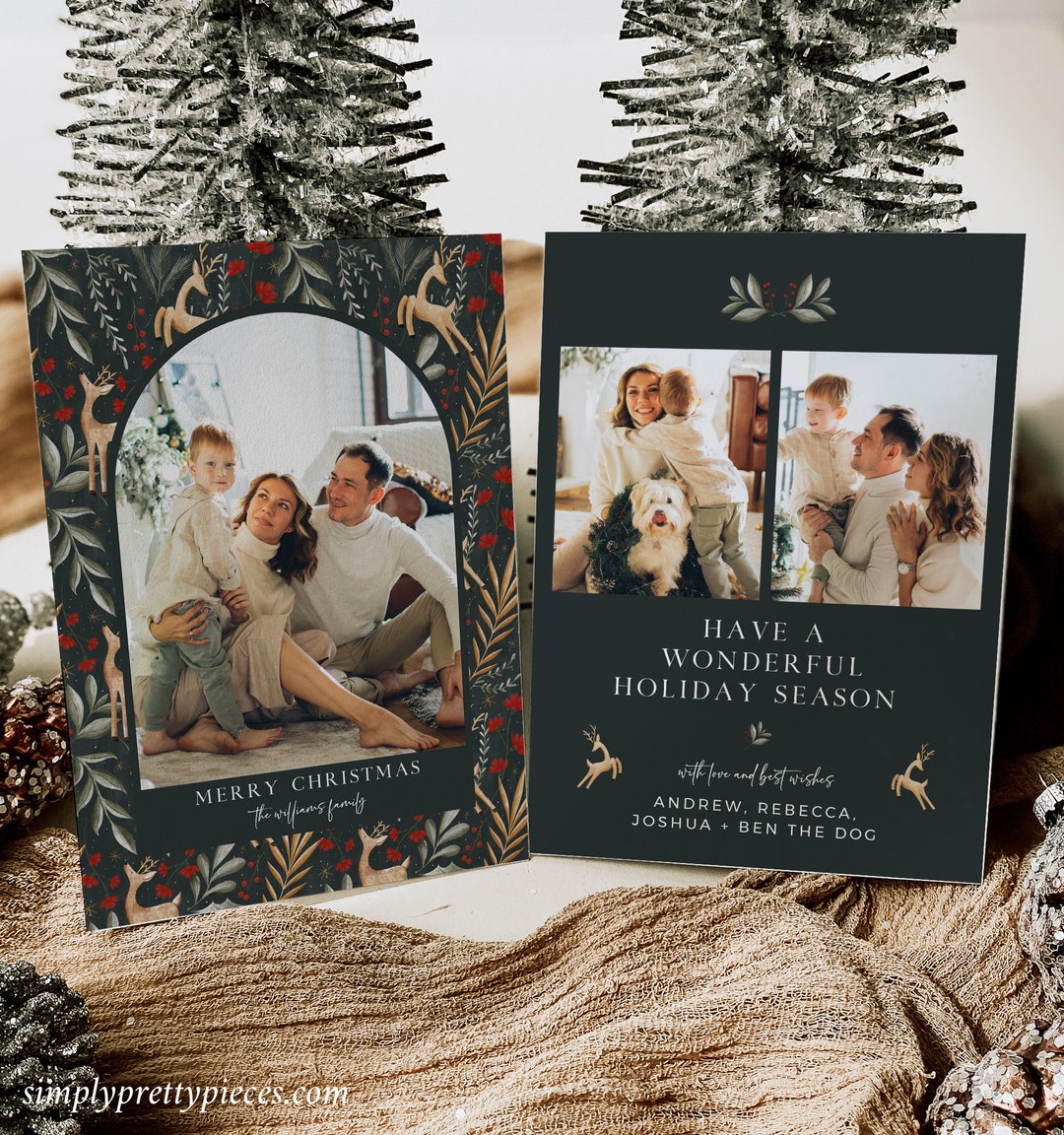 Nordic Christmas Card Template, Editable Scandi Holiday Card, Printable ...