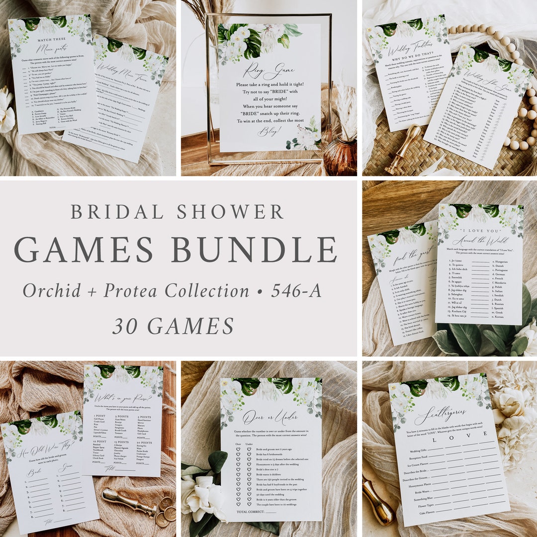 Orchid Bridal Shower Games Bundle Protea Bridal Shower Games Pack ...