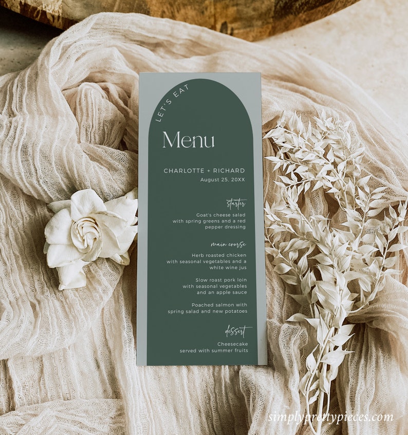 Sage Arch Menu Arched Wedding Menu Sage Boho Table Menu - Etsy