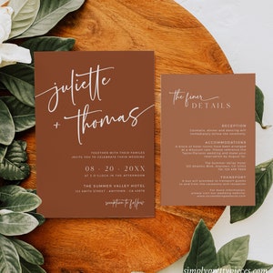 Rust Wedding Invitation Set, Desert Invite Set, Boho Wedding Invitation ...