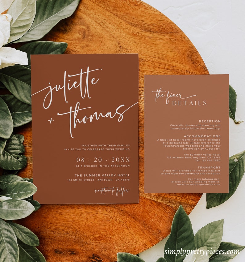 Rust Wedding Invitation Set, Desert Invite Set, Boho Wedding Invitation ...
