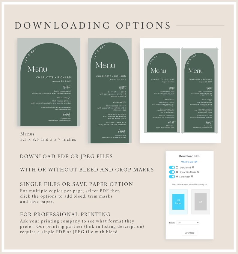 Sage Arch Menu Arched Wedding Menu Sage Boho Table Menu - Etsy
