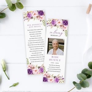 Memorial Bookmark Favor, Funeral Bookmark, in Loving Memory Bookmark ...