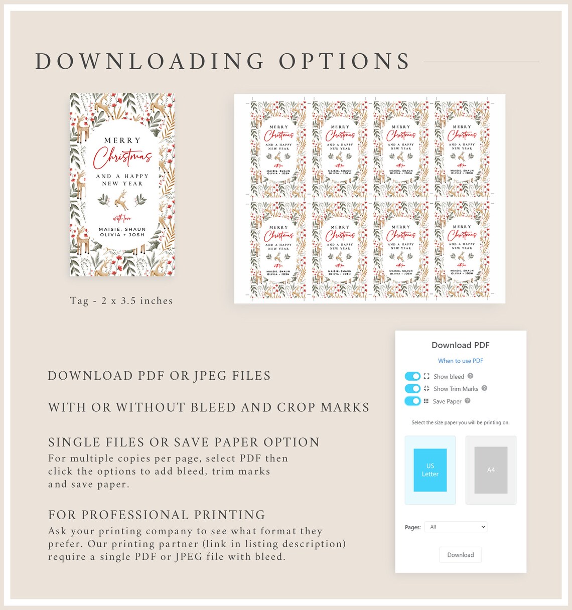Printable Christmas Gift Tags Editable Holiday Labels, Scandi Gift ...