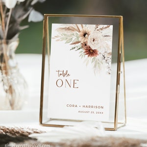 Boho Editable Table Numbers, Printable Modern Bohemian Wedding Table ...