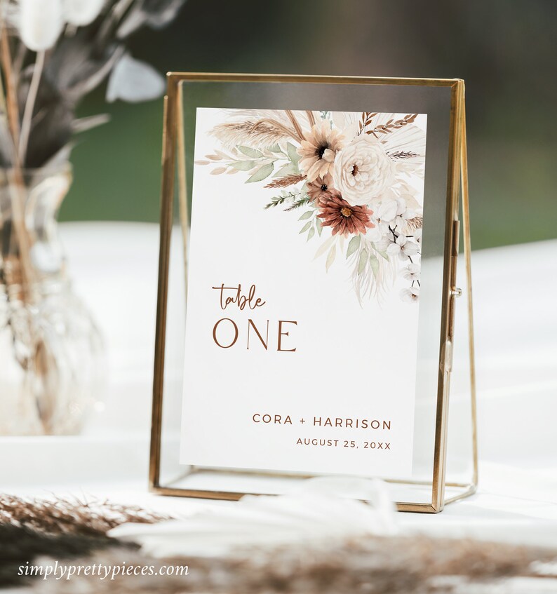 Boho Editable Table Numbers Printable Modern Bohemian Wedding - Etsy