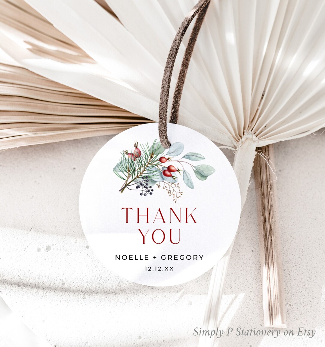 Winter Wedding Round Tag Printable Round Favor Label, Eucalyptus Tag ...