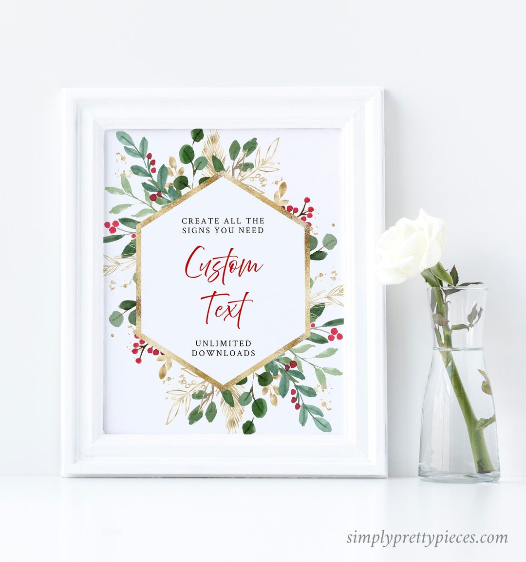 Winter Custom Wedding Sign Template, Christmas Wedding Sign, Tabletop ...