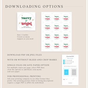 Retro Round Christmas Gift Tags, Merry & Bright Holiday Favor Tags ...