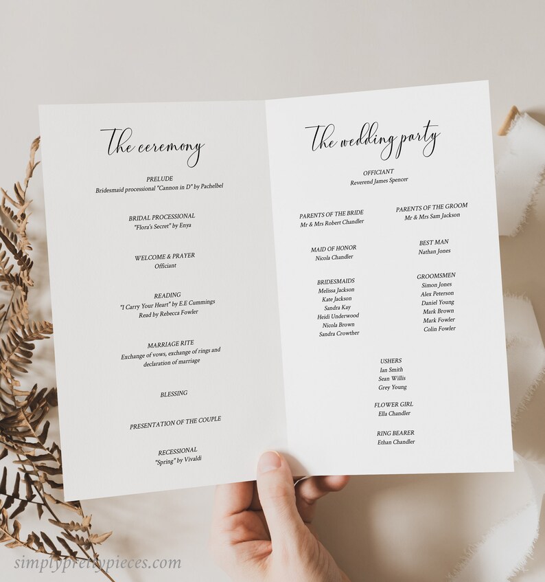 Sunflower Editable Booklet Program, Foldable Yellow Floral Wedding ...