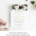 Blush Navy Gold Floral Editable Anniversary Party Invitation, Pink Blue ...