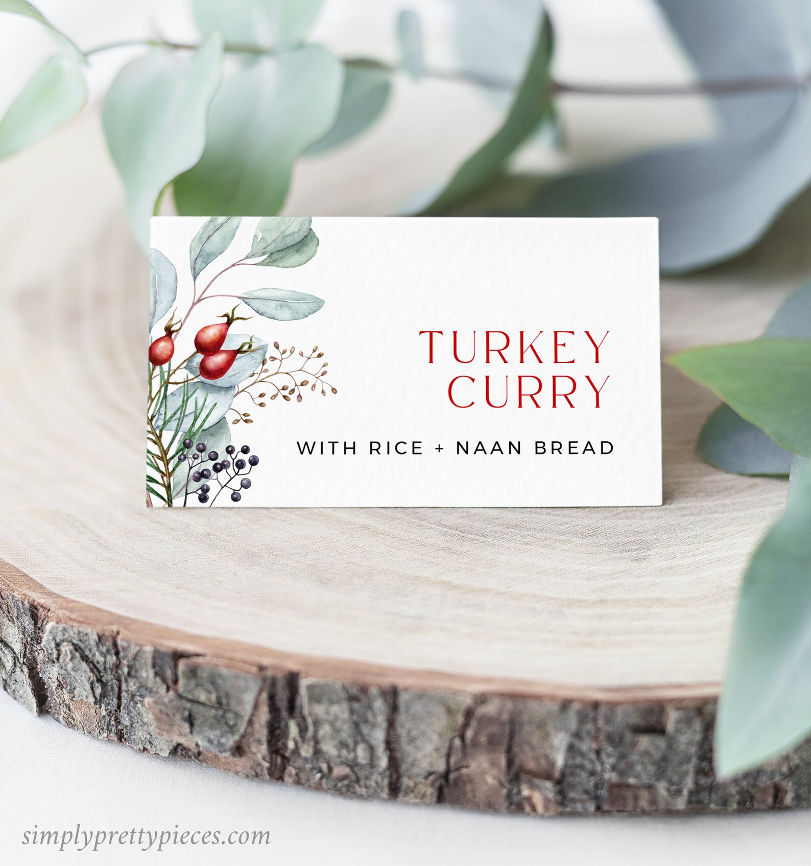 Editable Christmas Buffet Label Printable Winter Foliage - Etsy