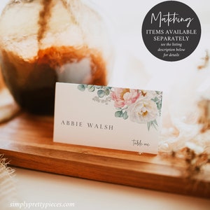 Peony Menu, Peonies Wedding Menu, Blush Floral Table Menu, Garden ...