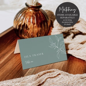 Individual Seating Chart Cards Sage Green, Botanical Table Plan Wedding ...