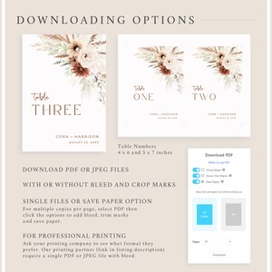 Boho Editable Table Numbers, Printable Modern Bohemian Wedding Table ...