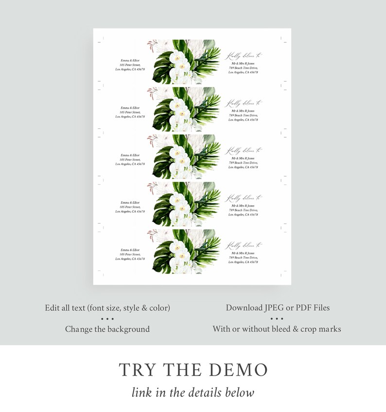 Orchid Protea Editable Wrap Around Address Label Template, Printable ...