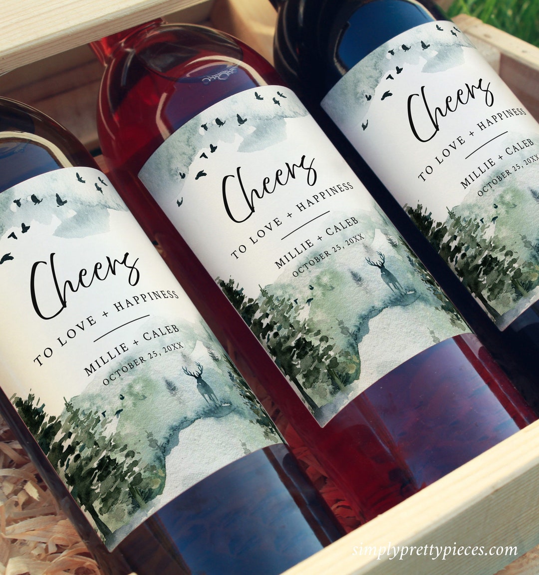 Forest Wine Bottle Label, Printable Full Size Wine Bottle Label ...
