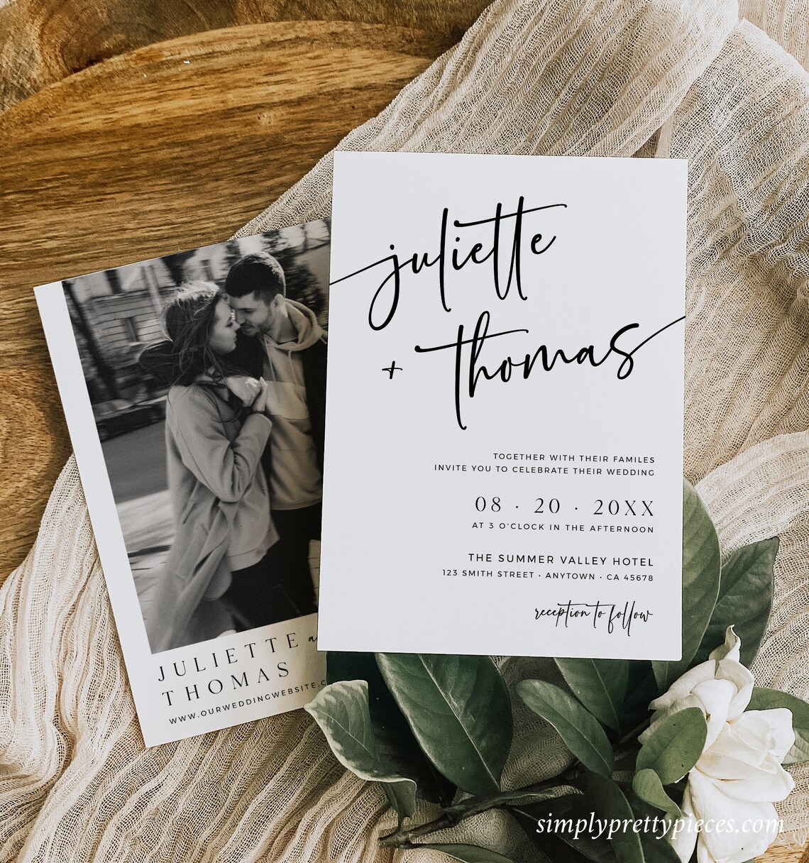 Modern Wedding Invitation, Minimalist Photo Wedding Invite ...