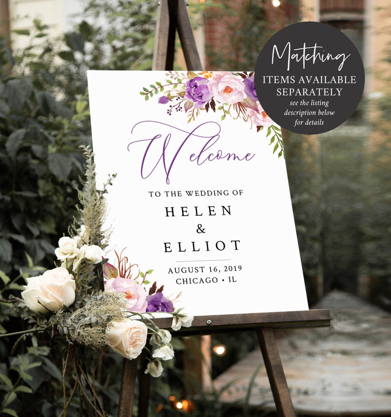 Purple Violet Floral Booklet Program Foldable Wedding - Etsy