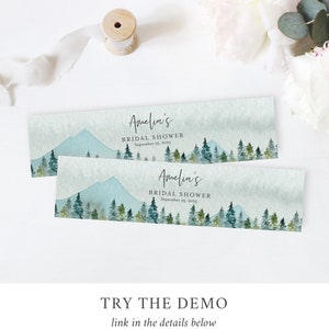 Mountains Editable Water Bottle Labels, Woodland Water Bottle Label DIY ...