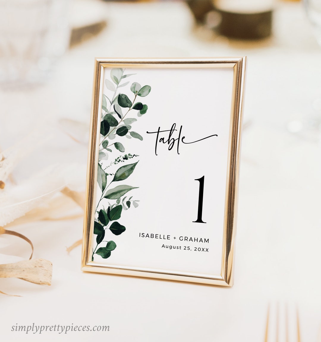 Greenery Table Numbers, Wedding Table Number, Botanical Table Number ...