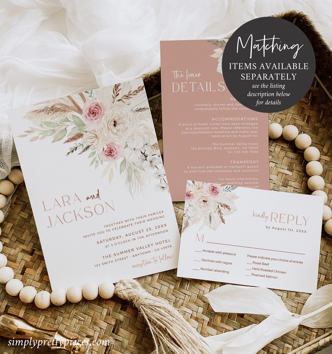 Dusty Rose Custom Wedding Sign, Boho Unlimited Signs Template, Pampas ...