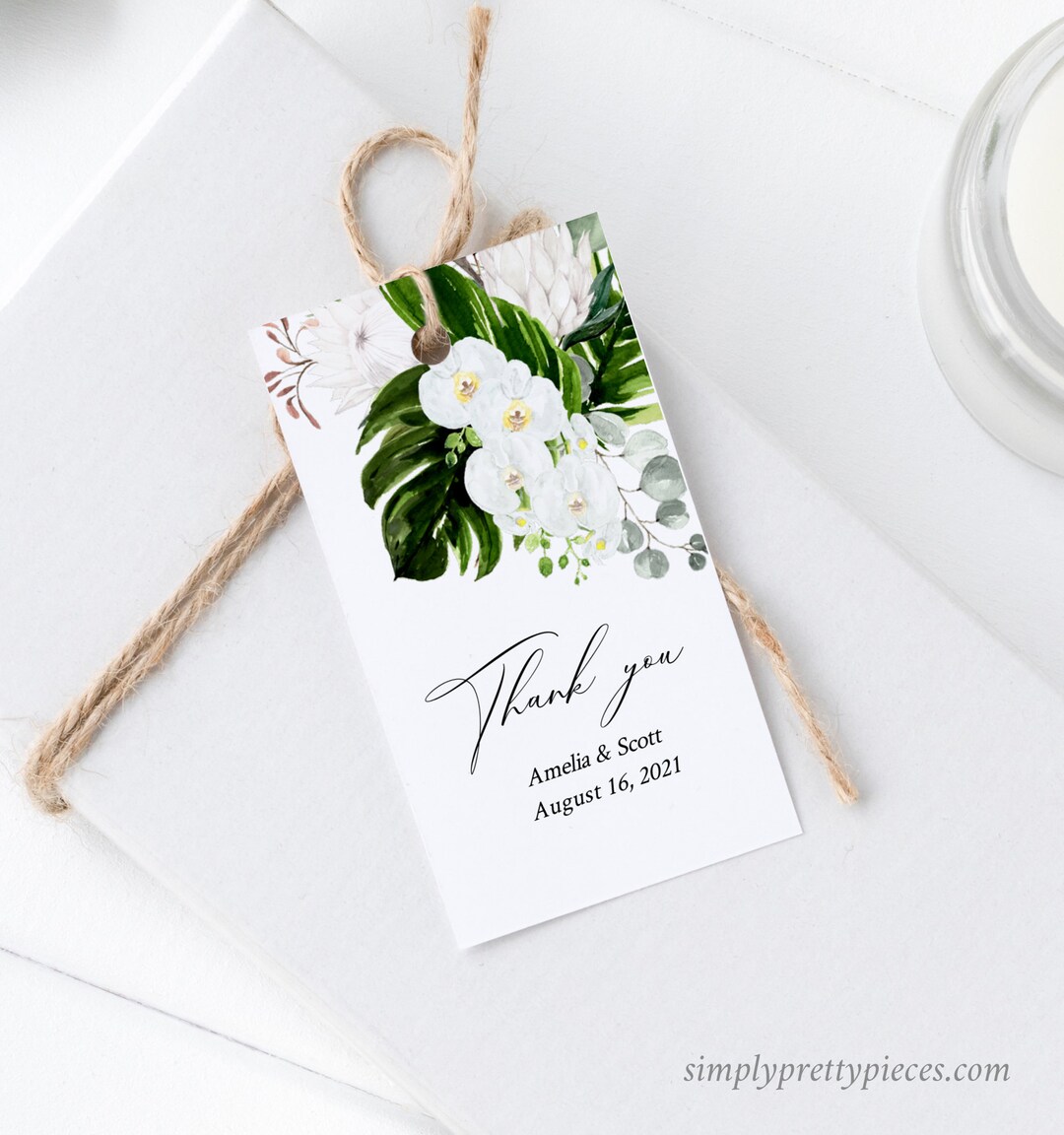 Orchid Protea Editable Tags, Printable Tropical Floral Favor Tags ...