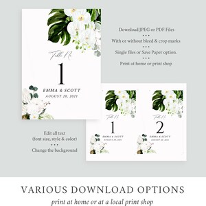 Orchid Protea Floral Editable Table Numbers, Printable Tropical ...