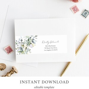 Foliage Grey Editable Wrap Around Address Label Template, Printable ...