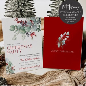 Christmas Wine Bottle Editable Label, Printable Winter Foliage Full ...