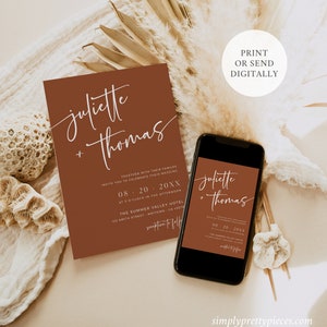 Rust Wedding Invitation, Boho Wedding Invite, Desert Wedding Invitation ...