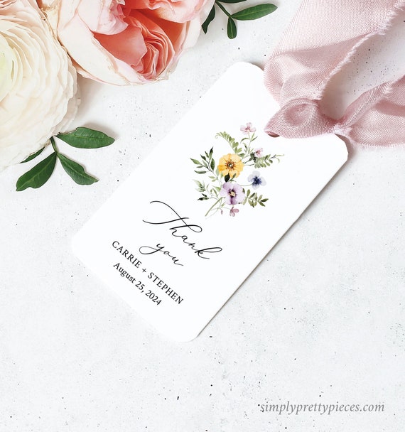 Wildflower Editable Favor Tags Printable Wild Flower Floral | Etsy