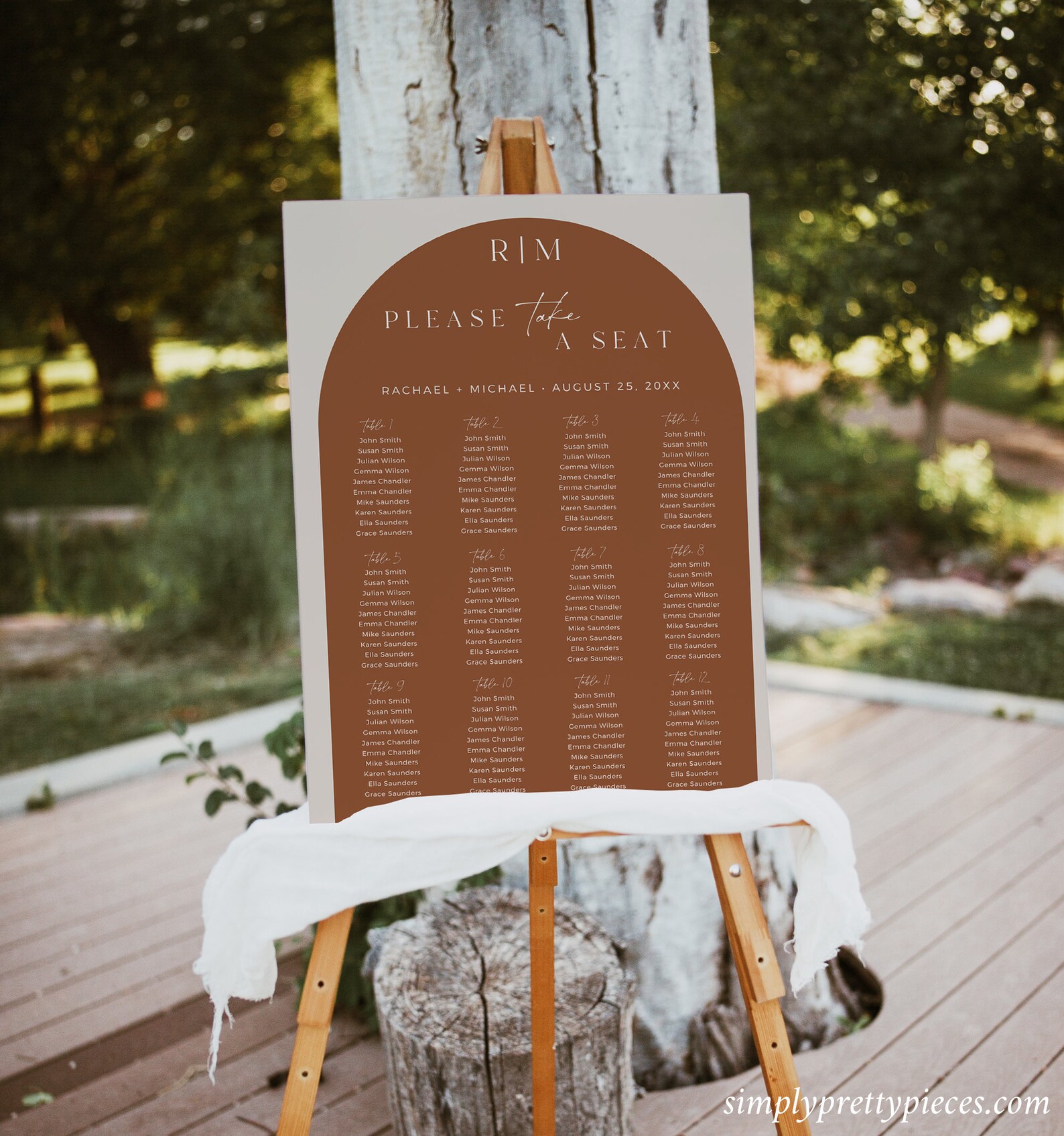 Terracotta Arch Editable Seating Chart Boho Arched Minimalist - Etsy