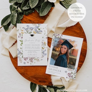 Wildflower Graduation Party Invitation, Wildflower Grad Announcement ...
