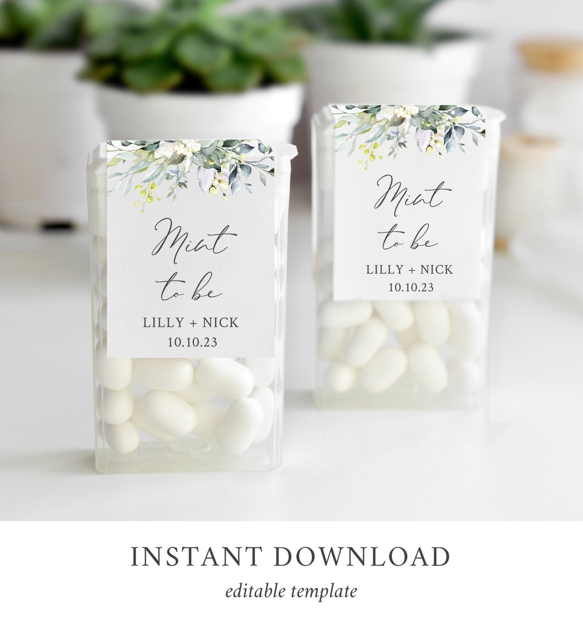 Greenery Editable Tic Tac Labels Printable Mint to Be Label - Etsy