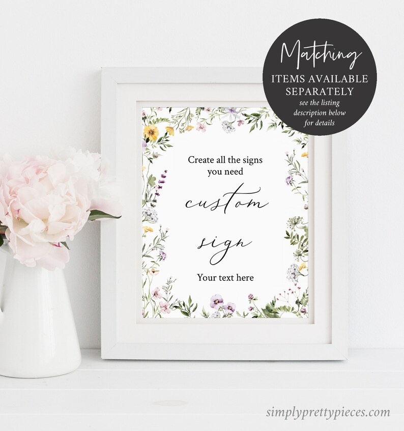 Wildflower Editable Water Bottle Labels Wild Flower Greenery - Etsy