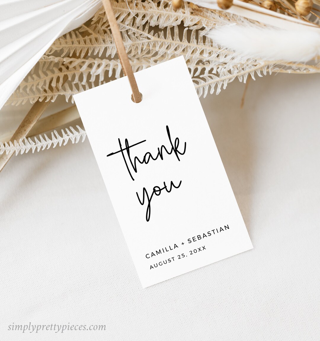 Modern Editable Favor Tags, Printable Elegant Favor Tags, Black White ...