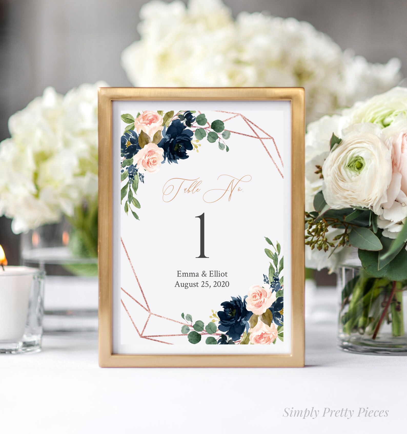Navy Blush Geometric Editable Wedding Bundle Printable - Etsy