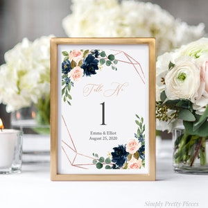 Navy Blush Geometric Editable Wedding Bundle, Printable Invitation ...