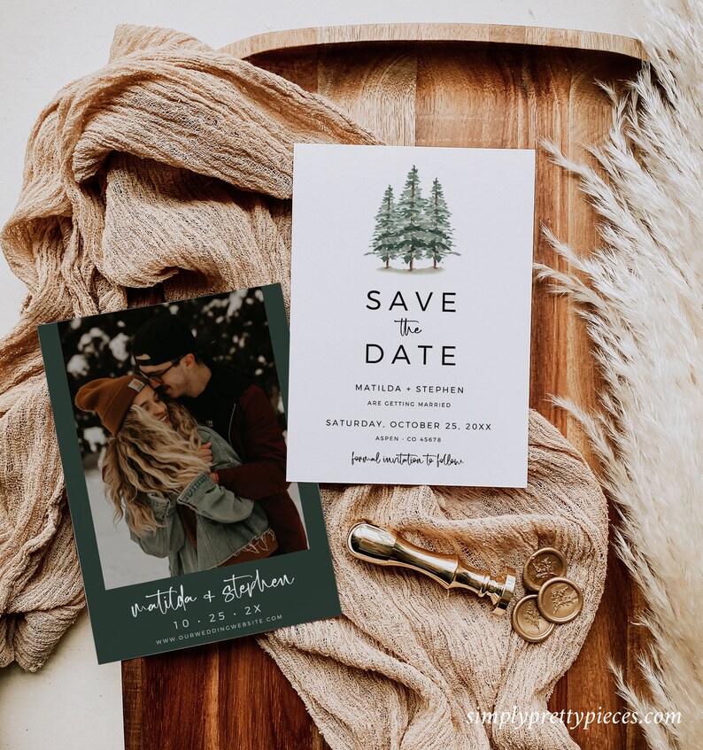 Woodland Save the Date, Rustic Save Our Date, Minimal Forest Save the ...