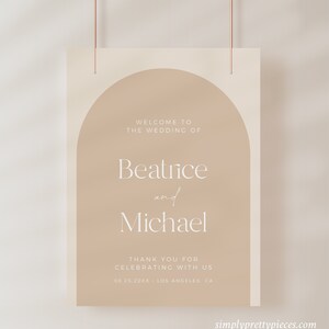 Taupe Arch Wedding Welcome Sign, Neutral Arched Welcome Sign, Bohemian ...