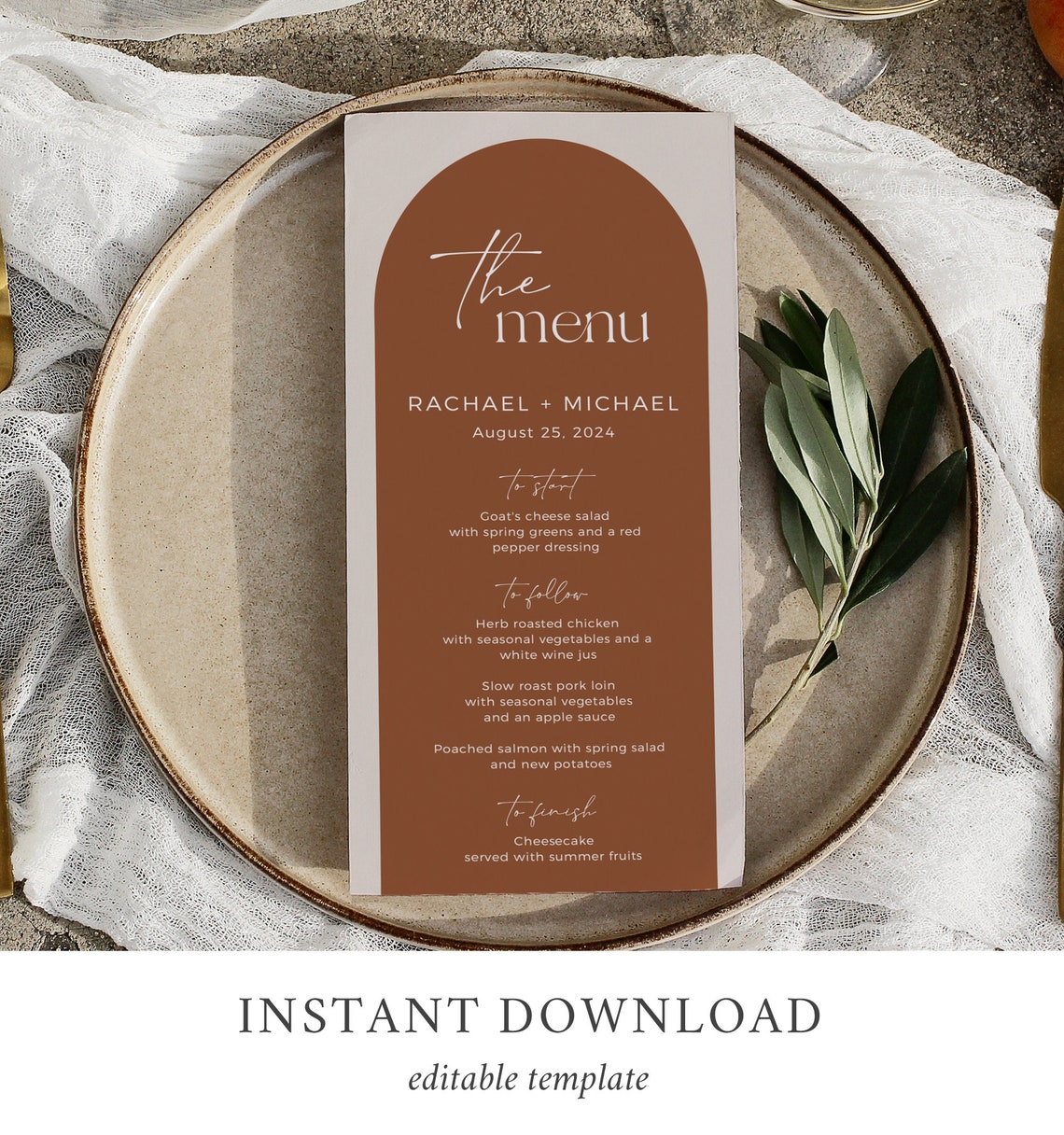 Boho Arches Terracotta Editable Menu Arched Modern Table - Etsy