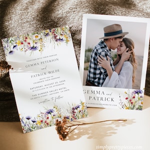 Bright Wildflower Wedding Invitation, Summer Wedding Invite With ...