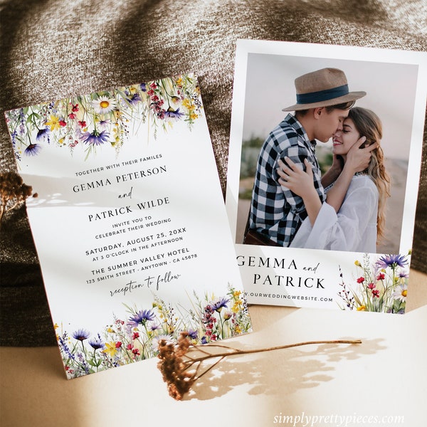 Bright Wedding Invite Template - Etsy