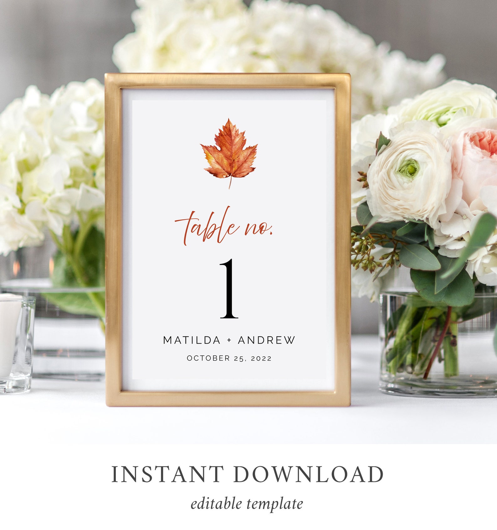 Maple Leaf Editable Table Numbers Printable Fall Modern - Etsy