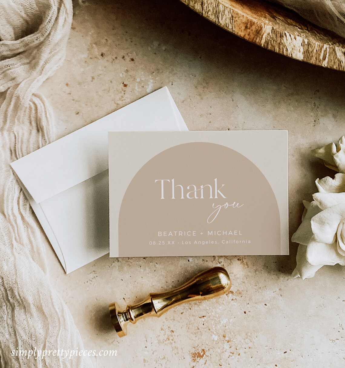 Taupe Arch Thank You Cards, Printable Arched Thank You, Neutral Boho ...