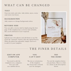 Boho Signature Drinks Sign, Editable Pampas Grass Cocktails Sign ...