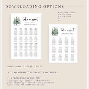 Rustic Pine Editable Seating Chart, Modern Woodland Printable Table ...