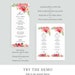 Fuchsia Coral Blush Floral Editable Menu, Peonies Table Wedding Menu ...